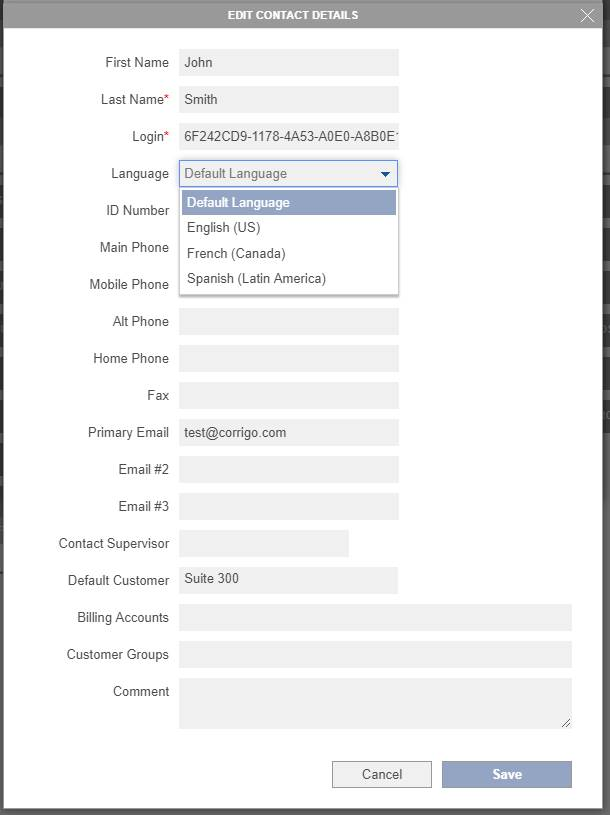 Corrigo Enterprise 9 - Users/Contacts - Localization Settings